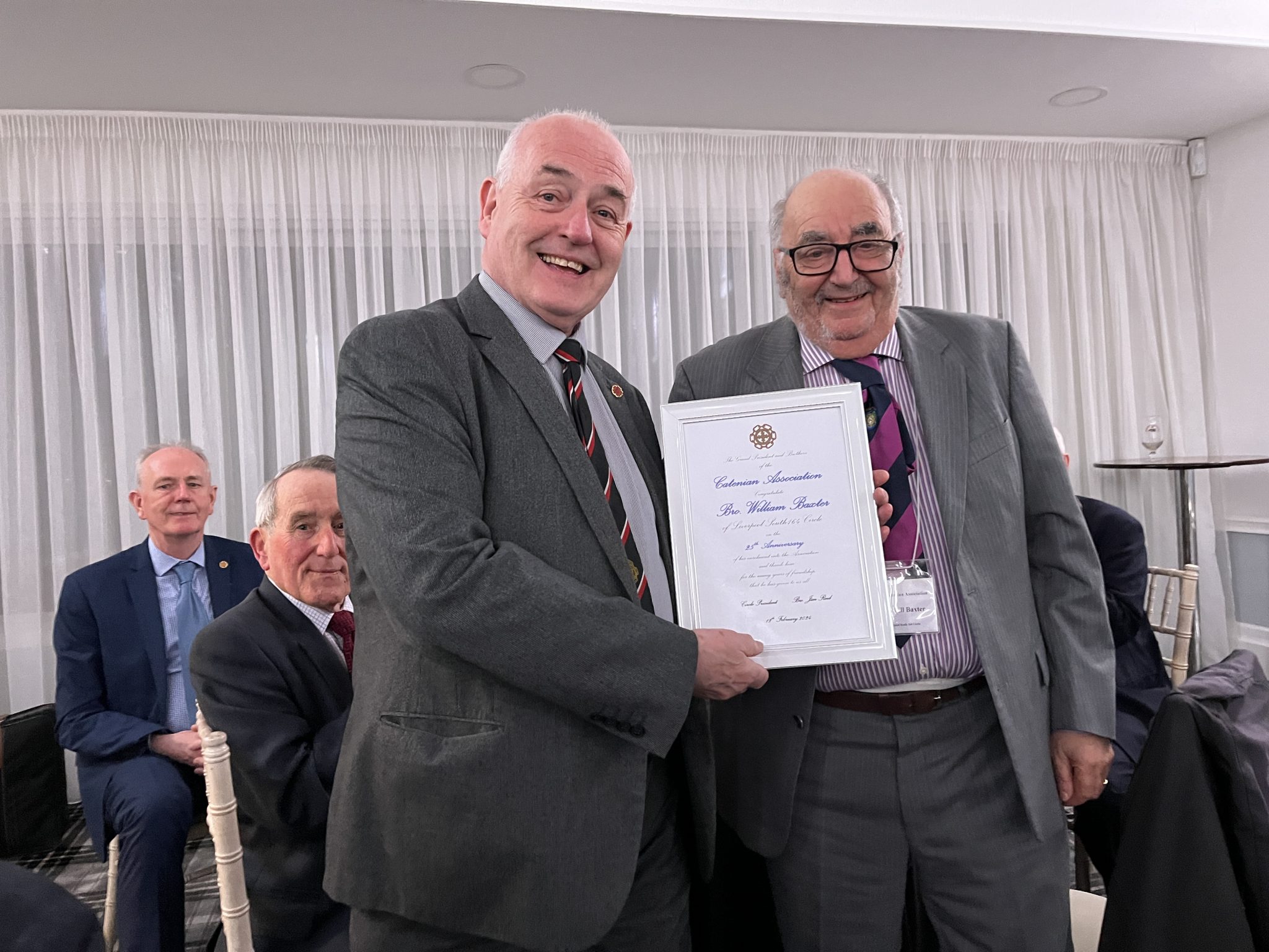 Brother Bill Baxter presented with Scroll celebrating 25yrs membership ...